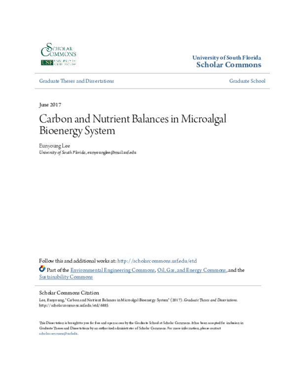 (PDF) Carbon and Nutrient Balances in Microalgal Bioenergy System