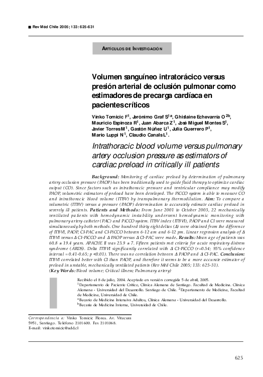 (PDF) Volumen sanguíneo intratorácico versus presión arterial de ...