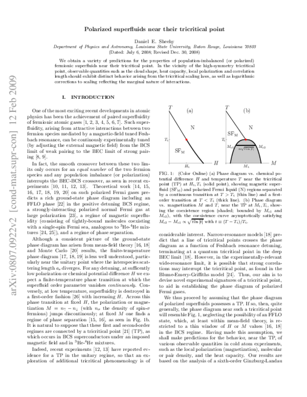 (PDF) Polarized superfluids near their tricritical point