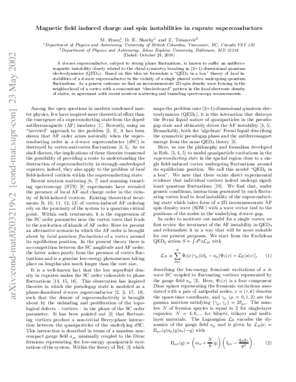 (PDF) Magnetic Field Induced Charge and Spin Instabilities in Cuprate Superconductors | Daniel ...