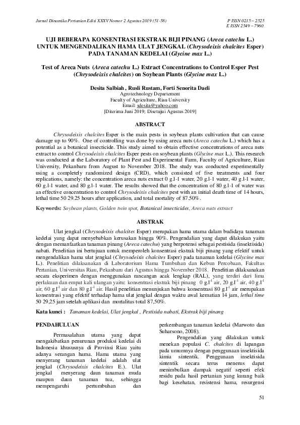 (PDF) UJI BEBERAPA KONSENTRASI EKSTRAK BIJI PINANG (Areca catechu L.) UNTUK MENGENDALIKAN HAMA ...