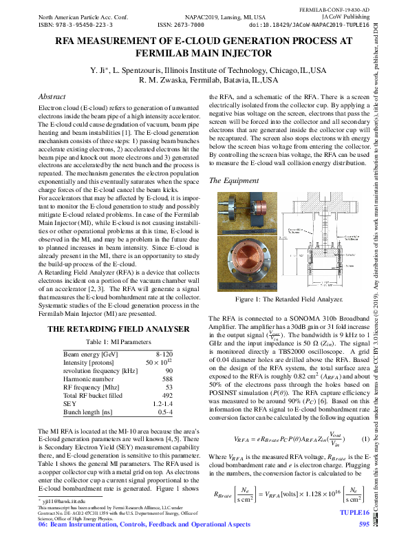 (PDF) RFA Measurement of E-Cloud Generation Process at Fermilab Main ...