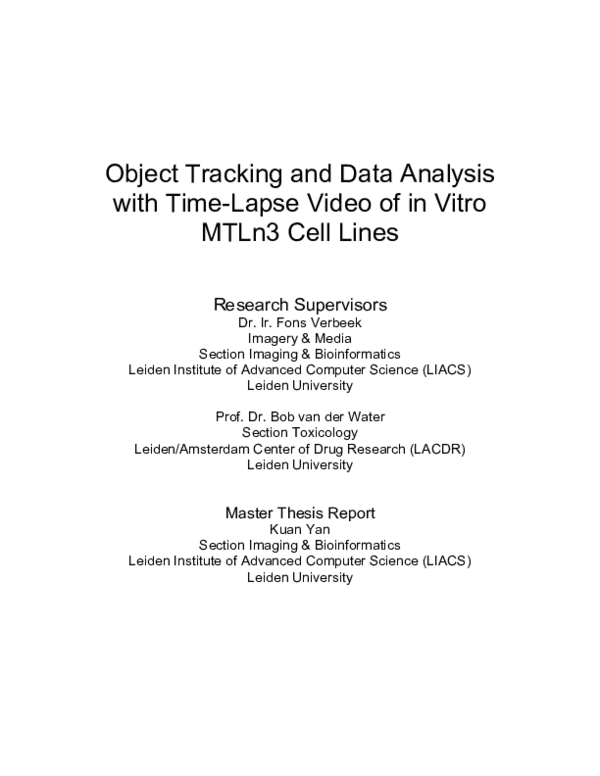 (PDF) Object Tracking and Data Analysis with Time-Lapse Video of in ...