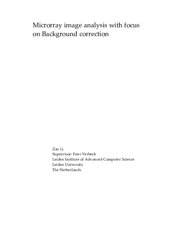 (PDF) Microrray image analysis with focus on Background correction