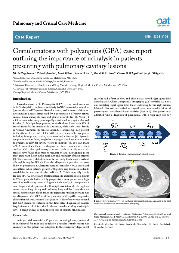 (PDF) Granulomatosis with Polyangiitis (GPA) Case Report Outlining the ...