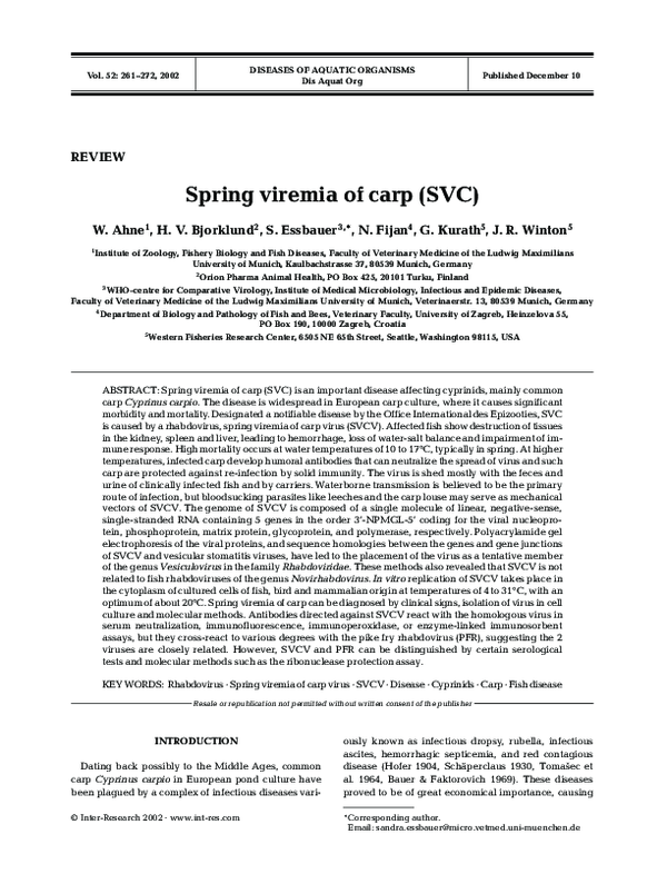 (PDF) Spring viremia of carp (SVC)