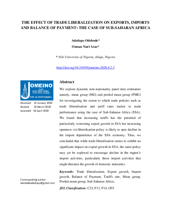 (PDF) The Effect of Trade Liberalization on Exports, Imports and ...