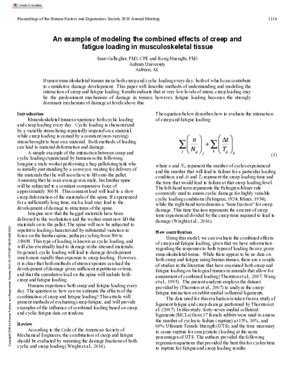 (PDF) An example of modeling the combined effects of creep and fatigue ...