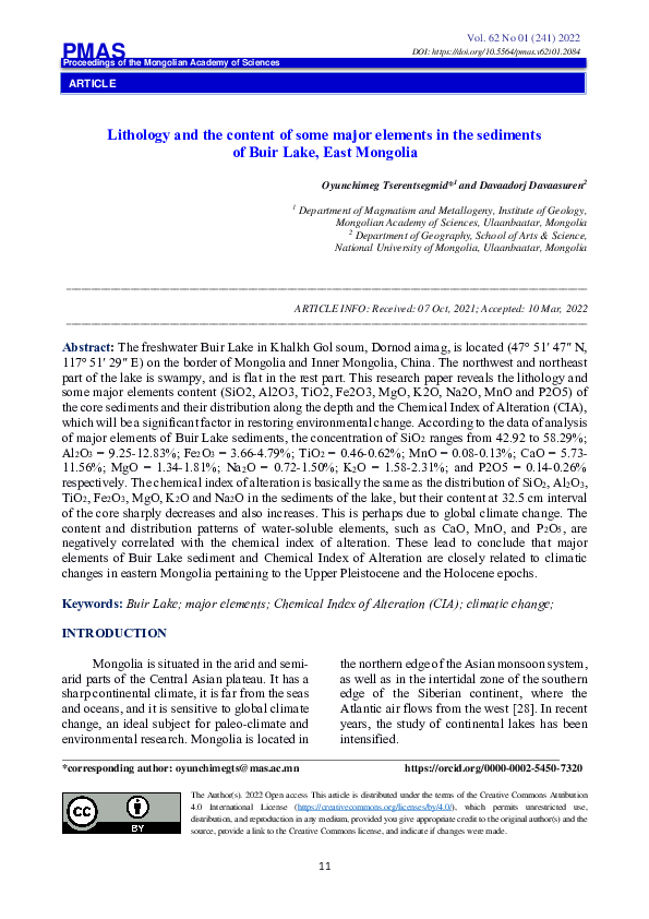 (PDF) Lithology and the content of some major elements in the sediments ...
