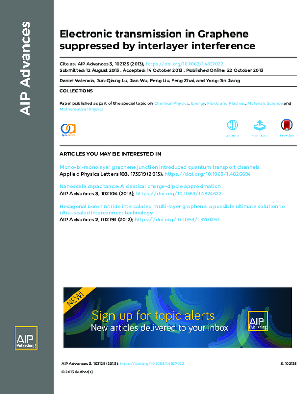 (PDF) Electronic transmission in Graphene suppressed by interlayer ...