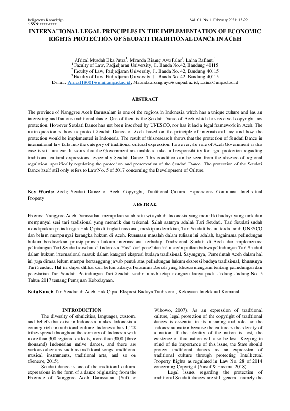 (PDF) International Legal Principles in the Implementation of Economic ...