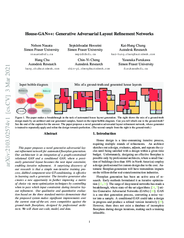 (PDF) House-GAN++: Generative Adversarial Layout Refinement Network towards Intelligent ...
