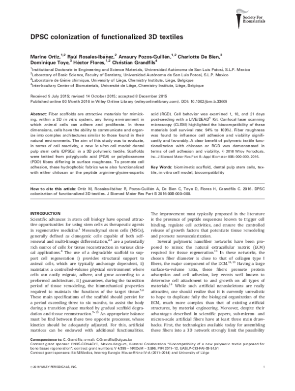 (PDF) DPSC colonization of functionalized 3D textiles