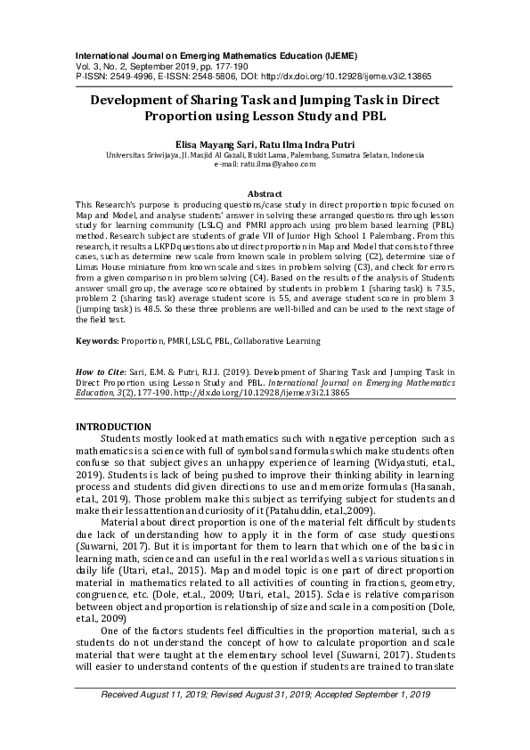 (PDF) Development of Sharing Task and Jumping Task in Direct Proportion ...