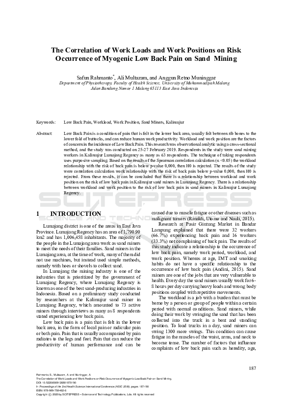 (PDF) The Correlation of Work Loads and Work Positions on Risk ...