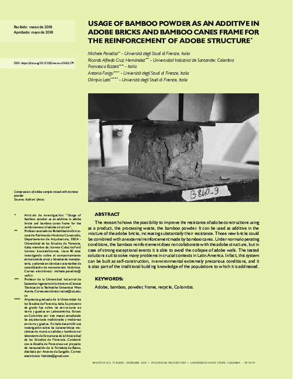 (PDF) Usage of Bamboo Powder as an Additive in Adobe Bricks and Bamboo ...