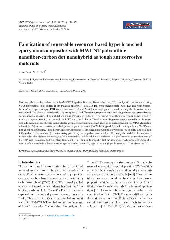 (PDF) Fabrication of renewable resource based hyperbranched epoxy ...