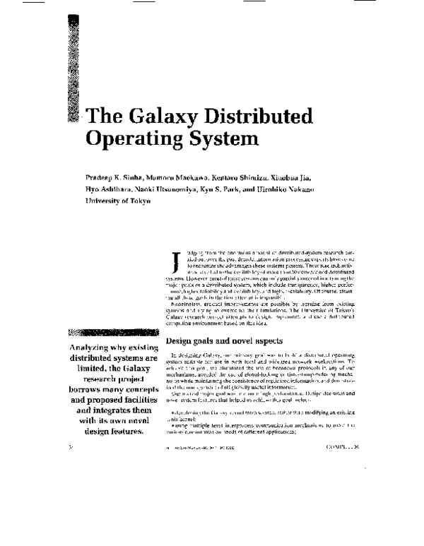(PDF) The Galaxy distributed operating system