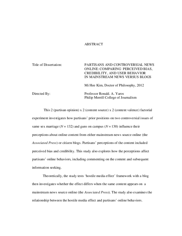 (PDF) Partisans and Controversial News Online: Comparing Perceived Bias ...