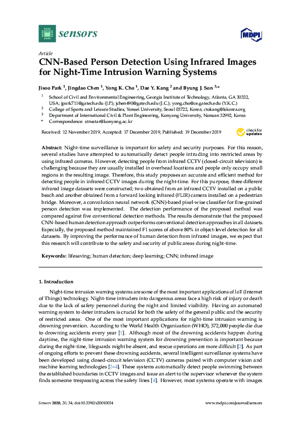 (PDF) CNN-Based Person Detection Using Infrared Images for Night-Time ...