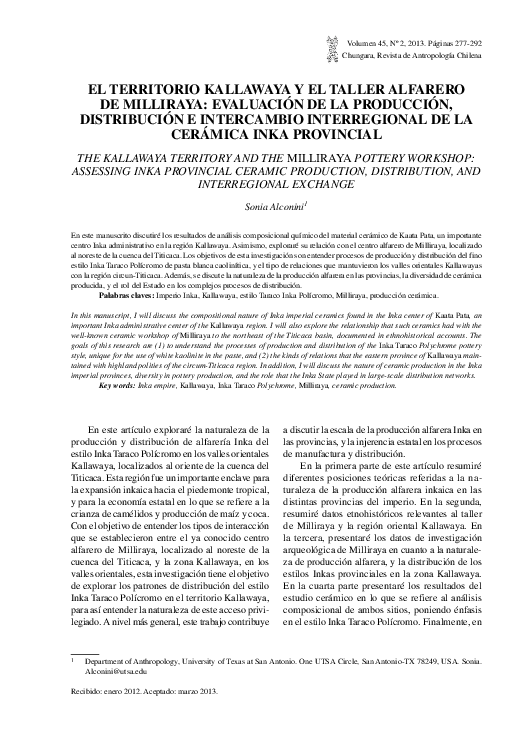 (PDF) El Territorio Kallawaya y El Taller Alfarero De Milliraya ...