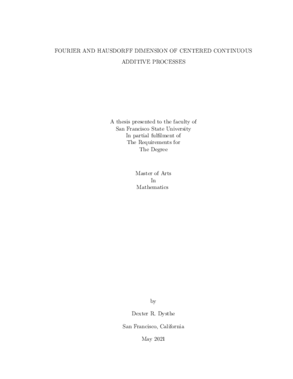 (PDF) Fourier and Hausdorff Dimension of Centered Continuous Additive Processes