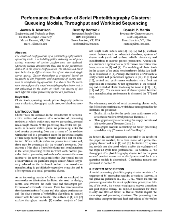 Pdf Performance Evaluation Of Serial Photolithography Clusters Queueing Models Throughput