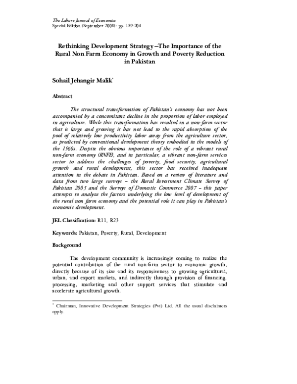 (PDF) Rethinking Development Strategy –The Importance of the Rural Non ...
