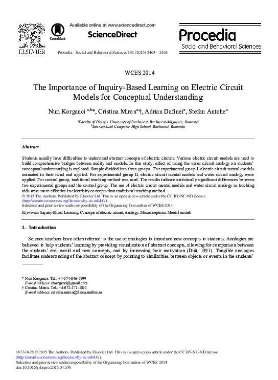 (PDF) The Importance of Inquiry-Based Learning on Electric Circuit ...