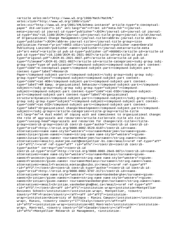 A dual model of coping with and commitment to organizational change ...