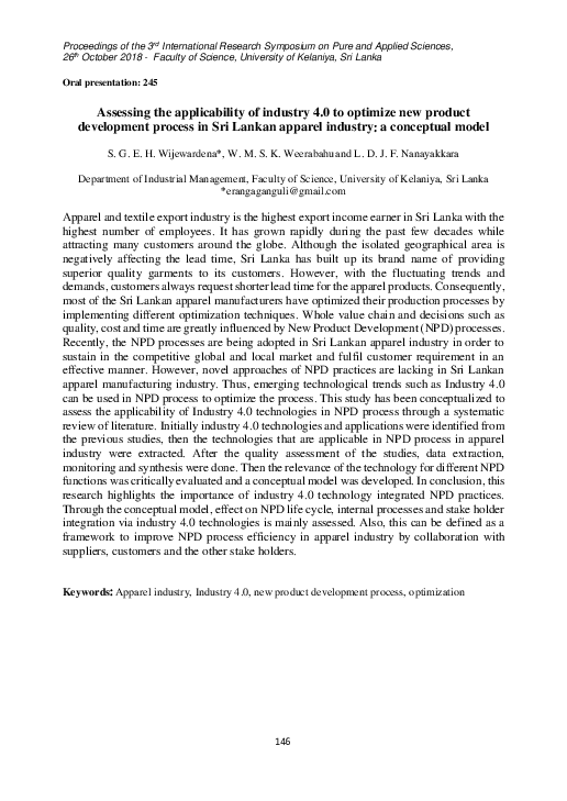 (PDF) Assessing the applicability of industry 4.0 to optimize new ...