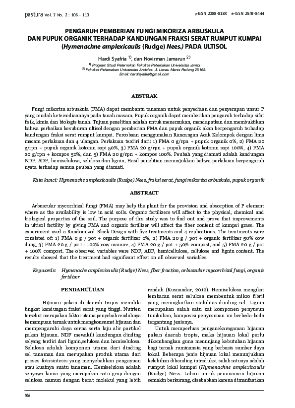 (PDF) PENGARUH PEMBERIAN FUNGI MIKORIZA ARBUSKULA DAN PUPUK ORGANIK ...
