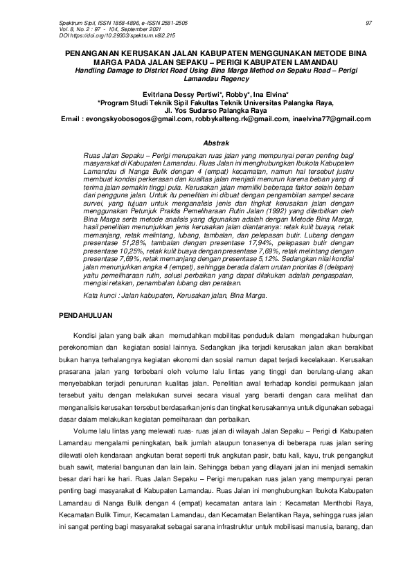 (PDF) Penanganan Kerusakan Jalan Kabupaten Menggunakan Metode Bina ...