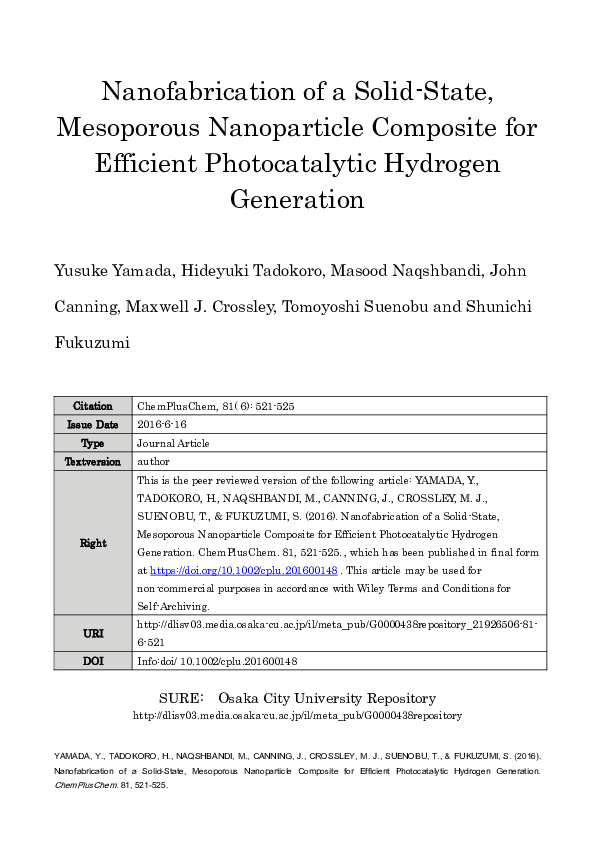 (PDF) Nanofabrication of Solid-State, Mesoporous Nanoparticle Composite for Efficient ...
