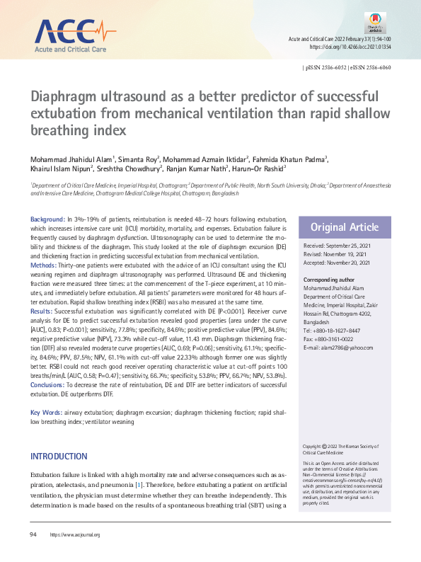 (PDF) Diaphragm ultrasound as a better predictor of successful ...
