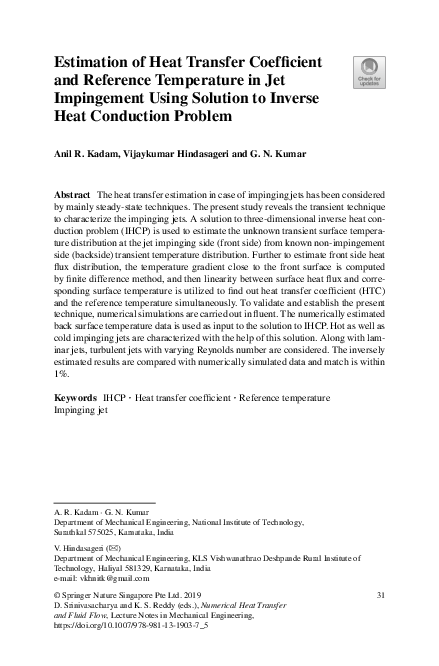 (PDF) Estimation of Heat Transfer Coefficient and Reference Temperature ...