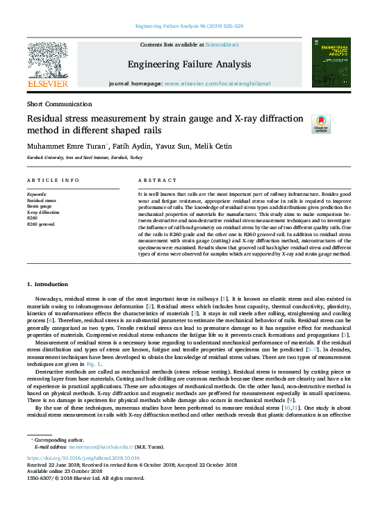 Pdf Residual Stress Measurement By Strain Gauge And X Ray Diffraction