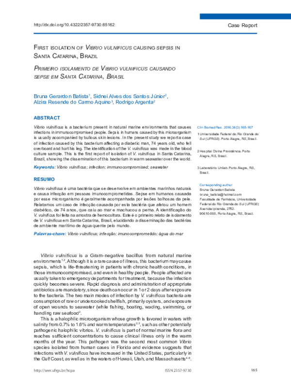 (PDF) First isolation of Vibrio vulnificus causing sepsis in Santa ...