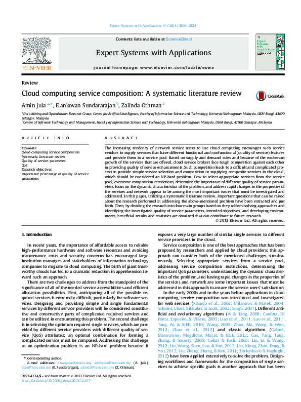 Pdf Cloud Computing Service Composition A Systematic Literature Review