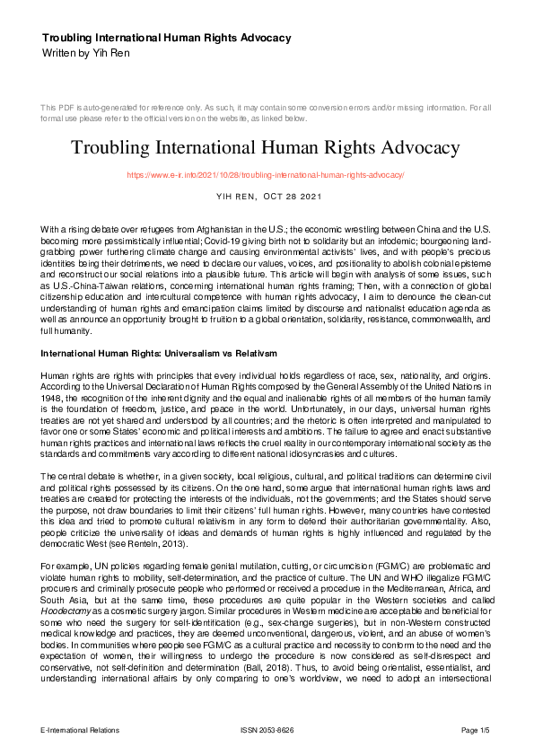 (PDF) Troubling International Human Rights Advocacy Written by Yih Ren ...