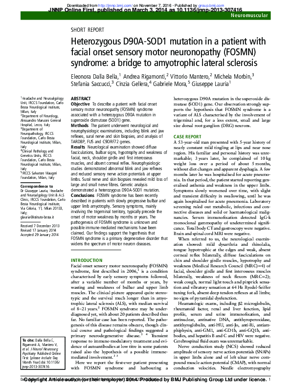 (PDF) Heterozygous D90A-SOD1 mutation in a patient with facial onset ...