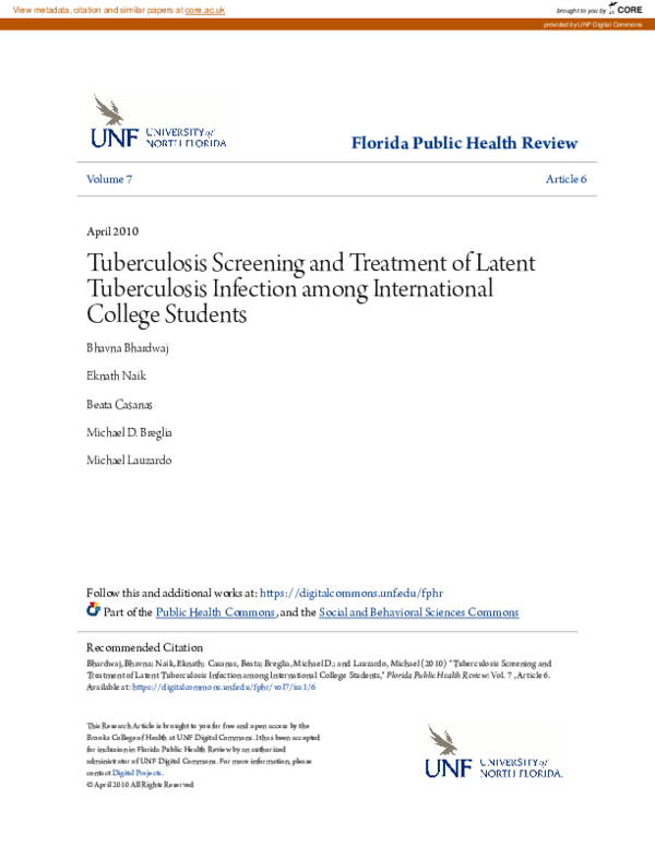 (PDF) Tuberculosis Screening and Treatment of Latent Tuberculosis ...