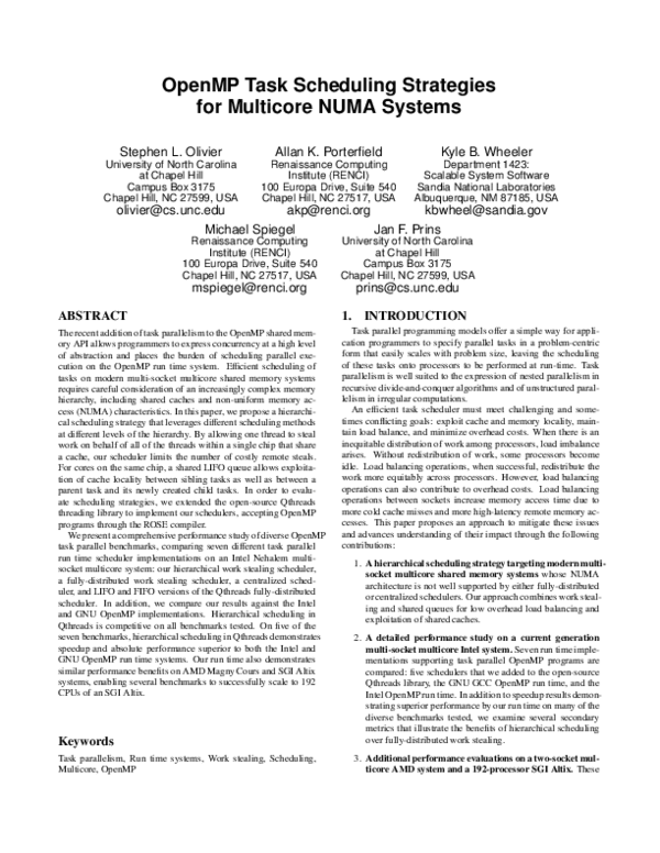 (PDF) OpenMP task scheduling strategies for multicore NUMA systems