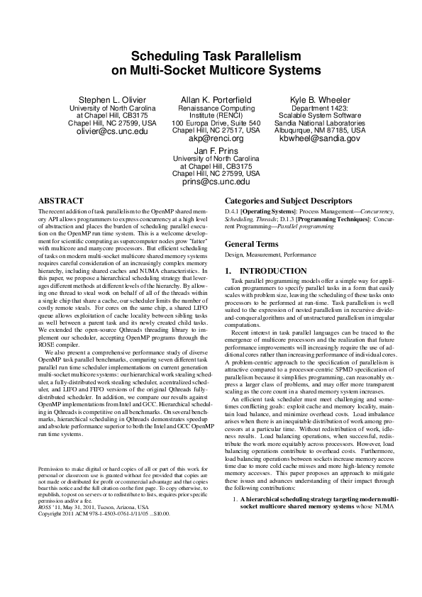 (PDF) Scheduling task parallelism on multi-socket multicore systems