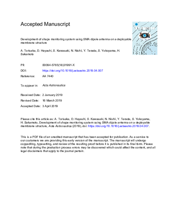(PDF) Development of shape monitoring system using SMA dipole antenna ...