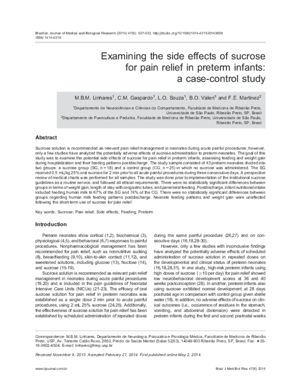 (PDF) Examining the side effects of sucrose for pain relief in preterm ...