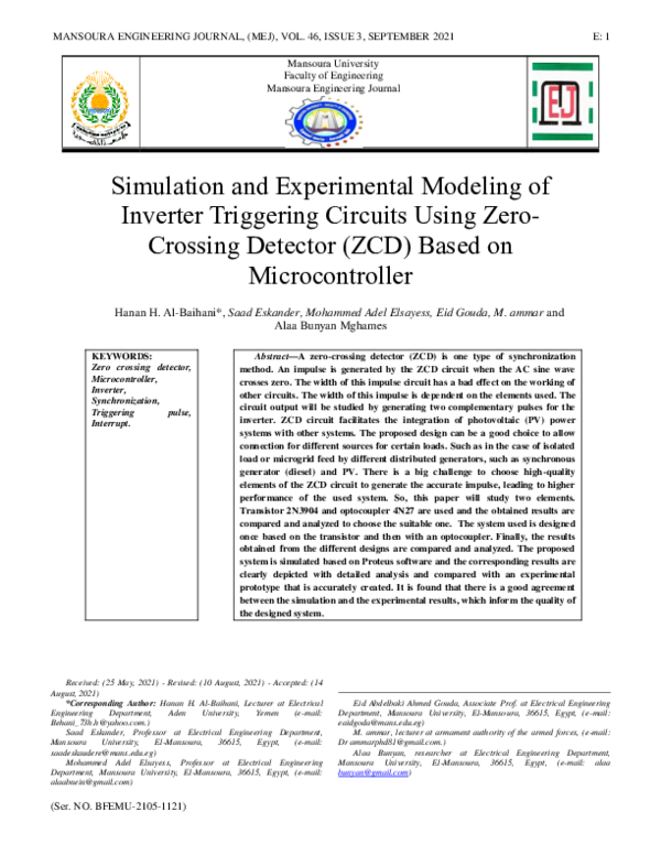 Pdf Simulation And Experimental Modeling Of Inverter Triggering Circuits Using Zero Crossing