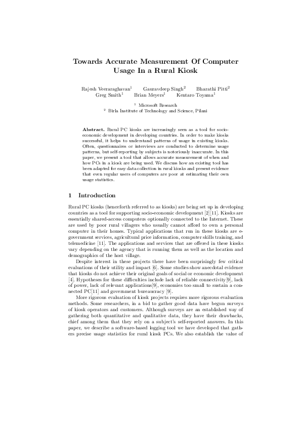 (PDF) Towards accurate measurement of computer usage in a rural kiosk