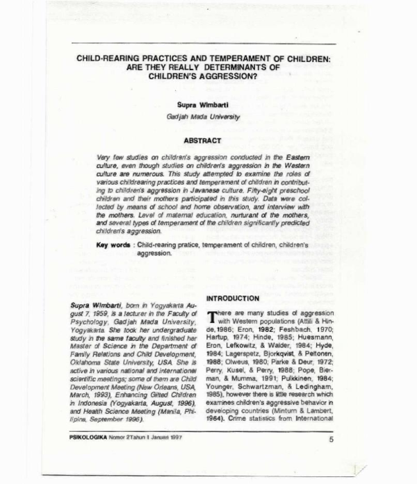 (PDF) Child-Rearing Practices and Temperament of Children: Are They ...