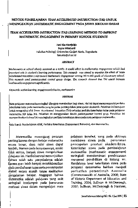 (PDF) Metode Pembelajaran Team Accelerated Instruction (Tai) Untuk Meningkatkan Mathematic ...